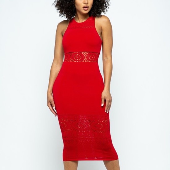 Hera Collection | Dresses | Medium Hera Collection Red Pointelle Maxi ...